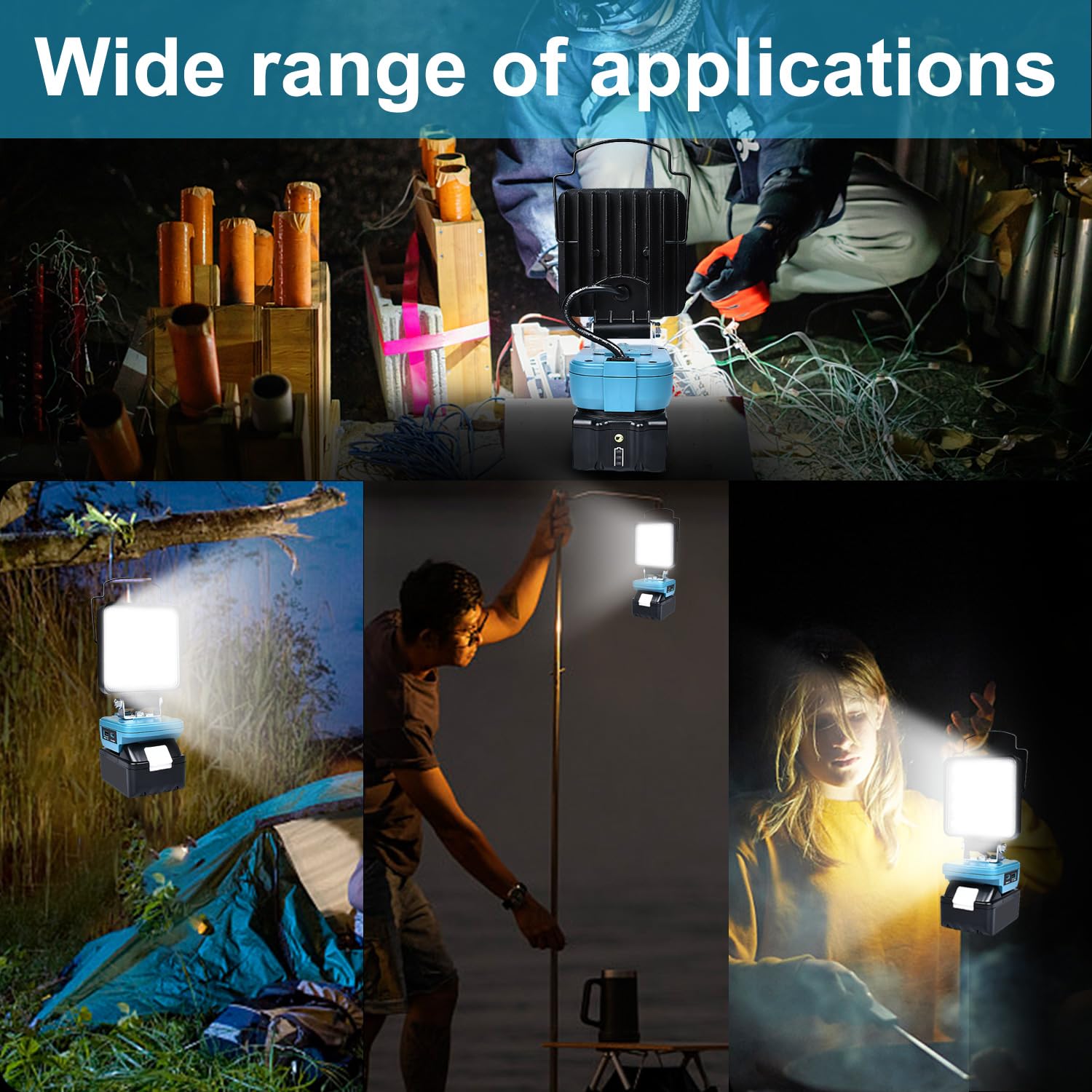 Cordless LED Work Light for Makita 14.4V/18V LXT Battery, Portable Flashlight Jobsite Light Spotlight Tool for Makita BL1850, Lamp Flood Light for Repairing/Garages/Emergency(No Battery)