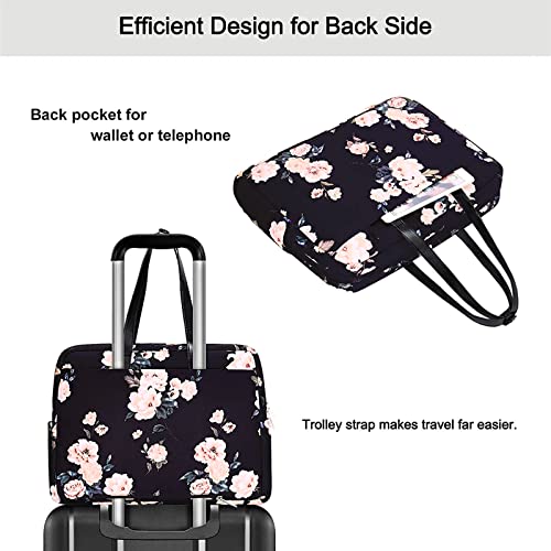 MOSISO Laptop Tote Bag Compatible with MacBook Air 15 M2 A2941 2023/Pro 16 2023-2019 M2 A2780 M1 A2485 A2141, 15-15.6 inch Notebook, Camellia Travel Work Briefcase with Front Pocket & PUÂ Handle, Black