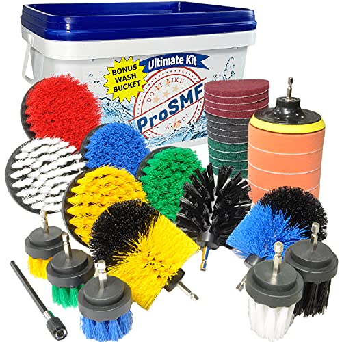 ProSMF Ultimate Drill Brush Set - Drill Brush Attachment Set - Drill Cleaning Brush Attachment Set - Scrub Brush for Drill - Drill Scrubber Brush Kit - Cleaning Brushes for Drill