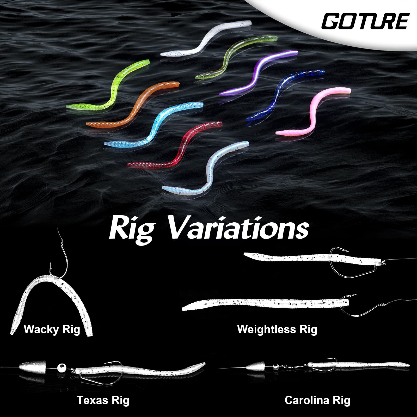 Fishing Soft Plastic Lures Baits Kit Sets for Freshwater with Bass, Trout, Crappie, 20Pcs/Pack