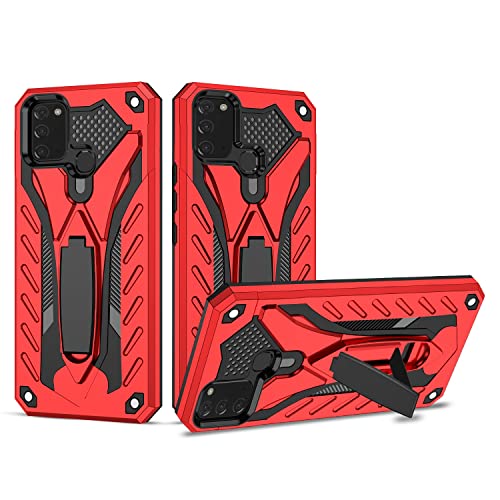 Protective Phone Cover Case Compatible with Infinix Smart 5/Hot 10 Lite,Military Grade Strong Two Layer PU+TPU Hybrid Full Body Case,Bracket Protective Dustproof Shockproof Cover ( Color : Big Red )