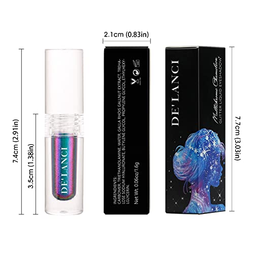 DE'LANCI Metallic Liquid Eyeshadow Chameleon, Intense Duochrome Shifting Eyeshadow Shimmer, Long-lasting With No Crease, Sparkly Highly Pigment Eyeshadow Halloween Makeup, 1.6g (#10 MIRACLE)
