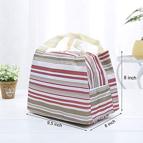 Lunch Bag Lunch Organizer for office Lunch Cooler with Zip Closure Foldable Lunch Tote Bag, Reusable Lunch Holder Insulated Lunch Container Picnic Bag for Men Women（Pink+Red）