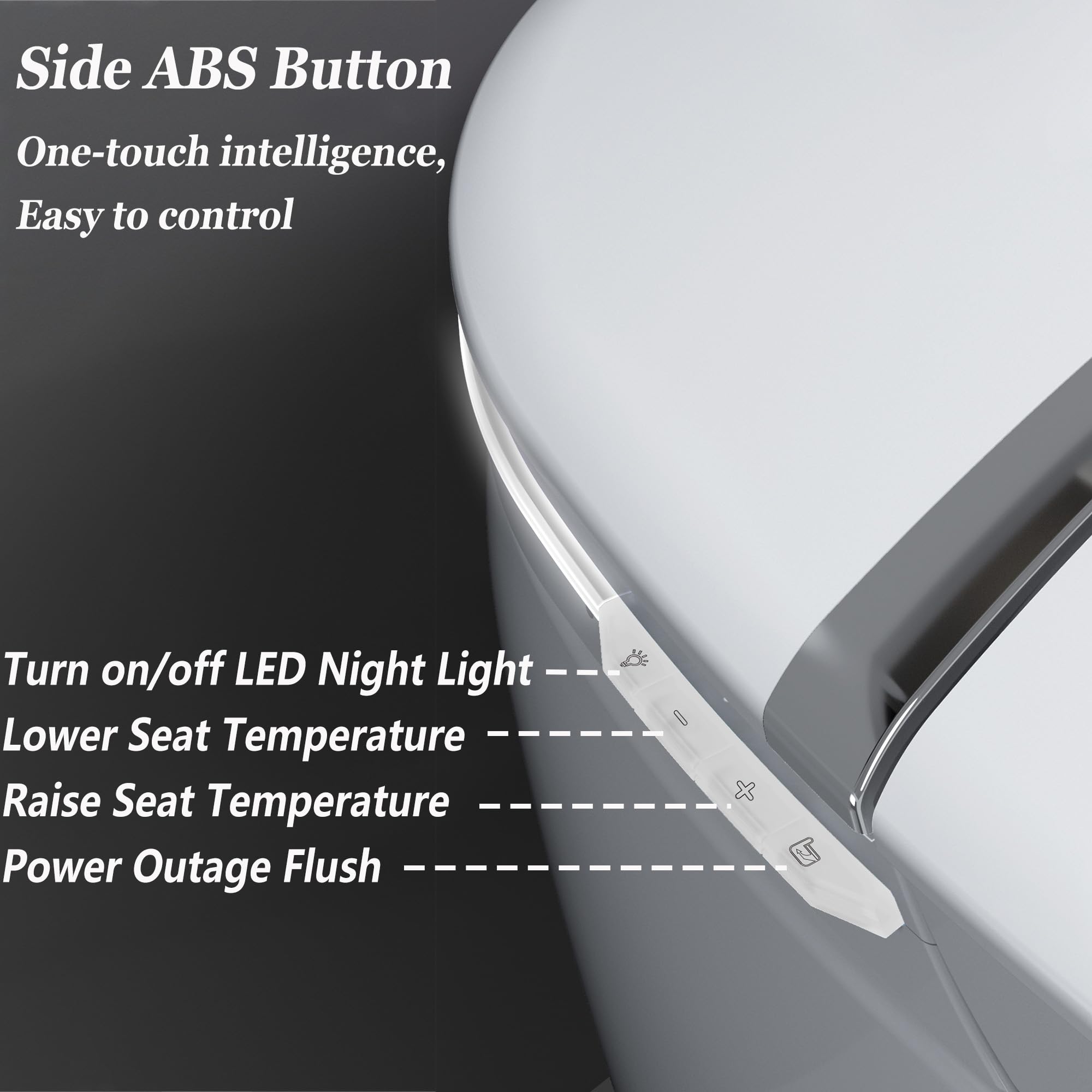 Kogven Smart Bidet Toilet with Adjustable Heated Seat, Modern One-piece Bidet Toilet with Auto Flush, Foot Sensor, LED Night Light, Soft Close Lid, No Buttocks Washing Function