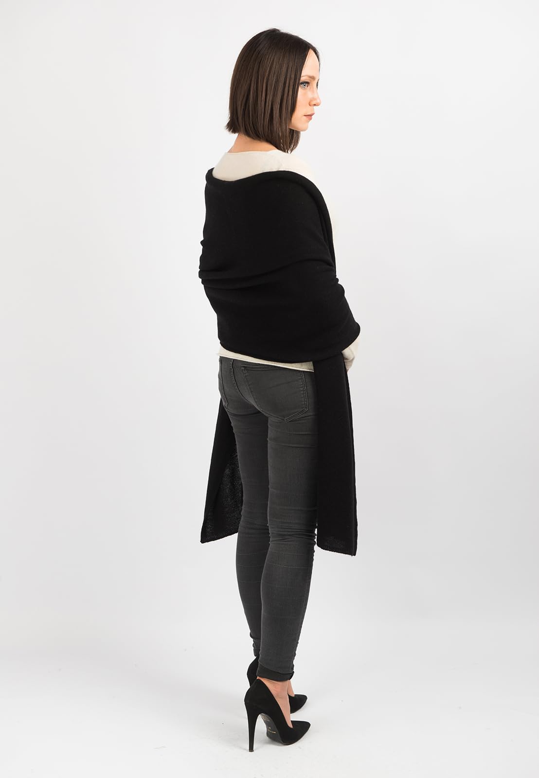 Dalle Piane Cashmere - Stole 100% cashmere - Made in Italy, Color: Black, One size