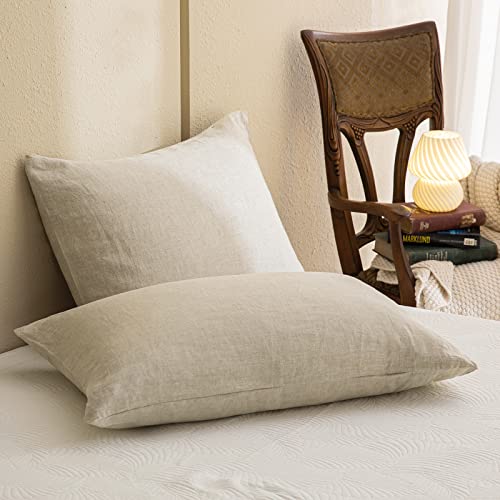 Merryword Linen Comforter Set King Size Natural French Flax Linen Bedding Comforter Set Soft Breathable Moisture Wicking Comfy Bedding 3 Pieces (Linen, King)