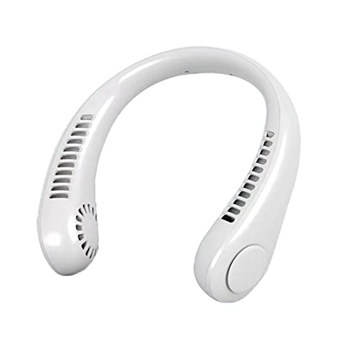 Neck Fans Portable Rechargeable, Bladeless Portable Fans Hands Free Neck Fans Headphone Design 360° Cool-ing Fan 3 Speeds Hanging Neck-Fan for Outdoor Sports Travel, White, One Size
