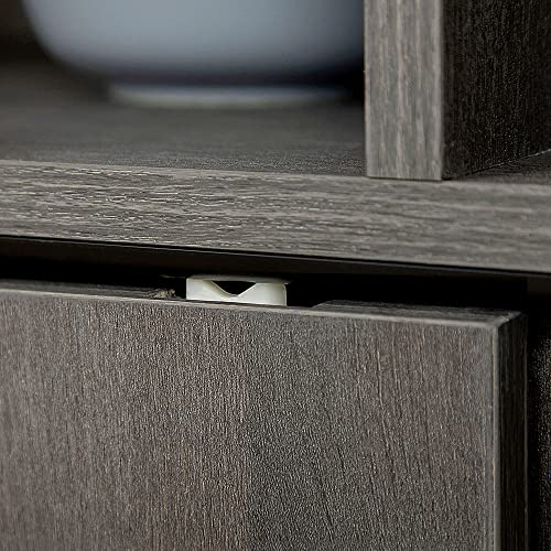 HOMCOM Sideboard with Glass Sliding Doors, Buffet Cabinet, Coffee Bar Cabinet with Adjustable Shelf, Dark Grey
