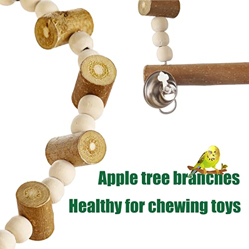 Luonfels Cockatiel Toys Wooden Perch 4 Pack, Bird Cage Natural Platform Hammock Swing Perches for Parakeets Budgie Conures Medium Parrots Hamster