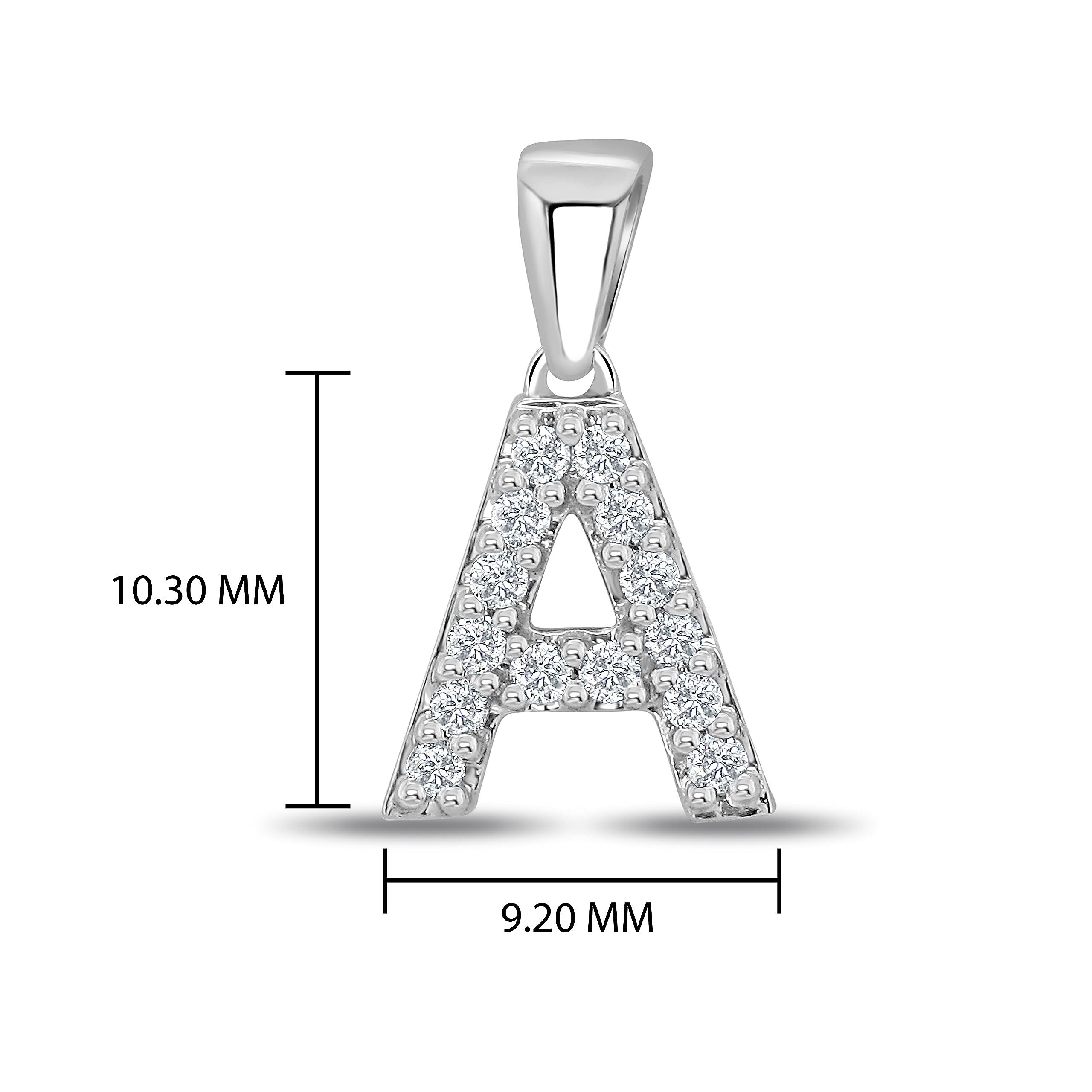 Diamond Wish 14k White Gold Letter A Diamond A to Z Initial Pendant Necklace (1/10cttw) with 18-inch chain