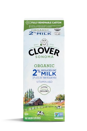 Clover Sonoma, Organic 2% Reduced Fat Half Milk, Half Gallon, 64 oz