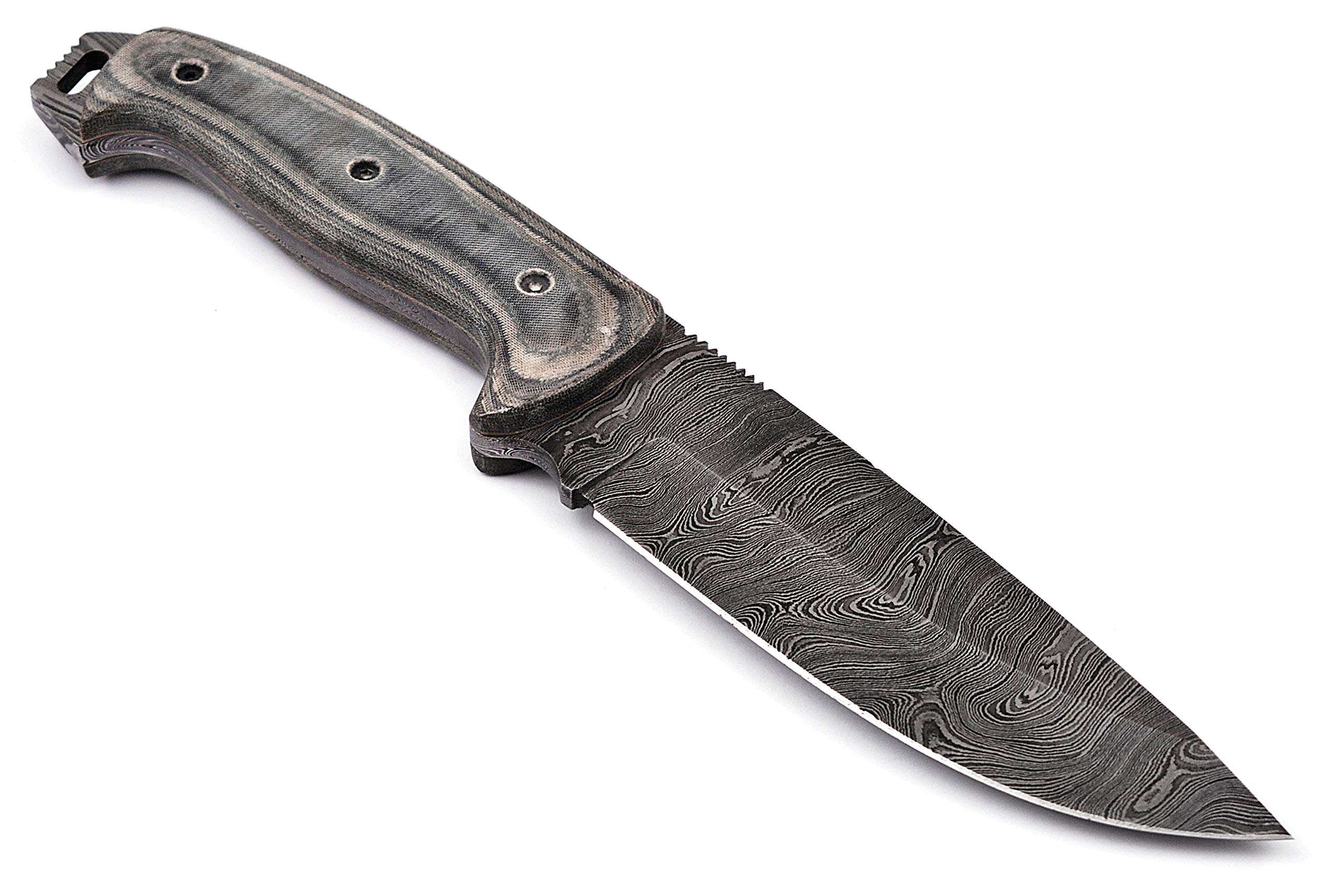 Damascus Bushcraft Knife - Survival Knife, Hand forged Fixed Blade Knife, Camping Knife & Survival Knives, Bowie Knives with Micarta Handle & Leather Knife Sheath