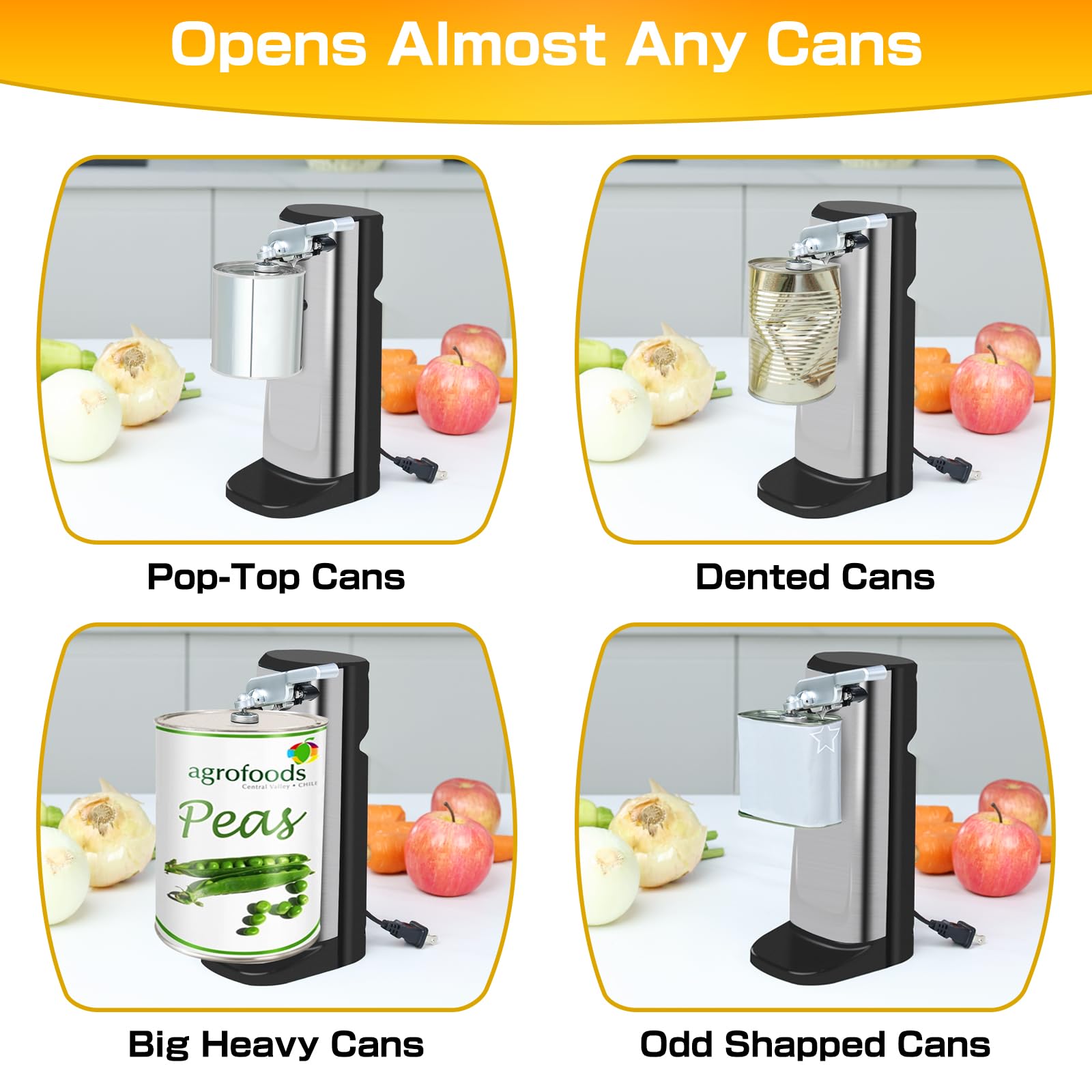 Davivy Electric Can Opener,Stainless Steel Tall Automatic Can Opener, Knife Sharpener and Bottle Opener