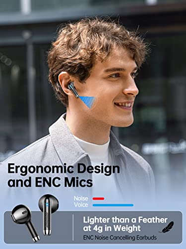 Wireless Earbud Bluetooth 5.3 Headphones with Clear Sound, 40H Playtime, Sport Earbud Touch Control with LED Digital Display, IP7 Waterproof Bluetooth Earphones Built-in Mic for Android iOS Workout