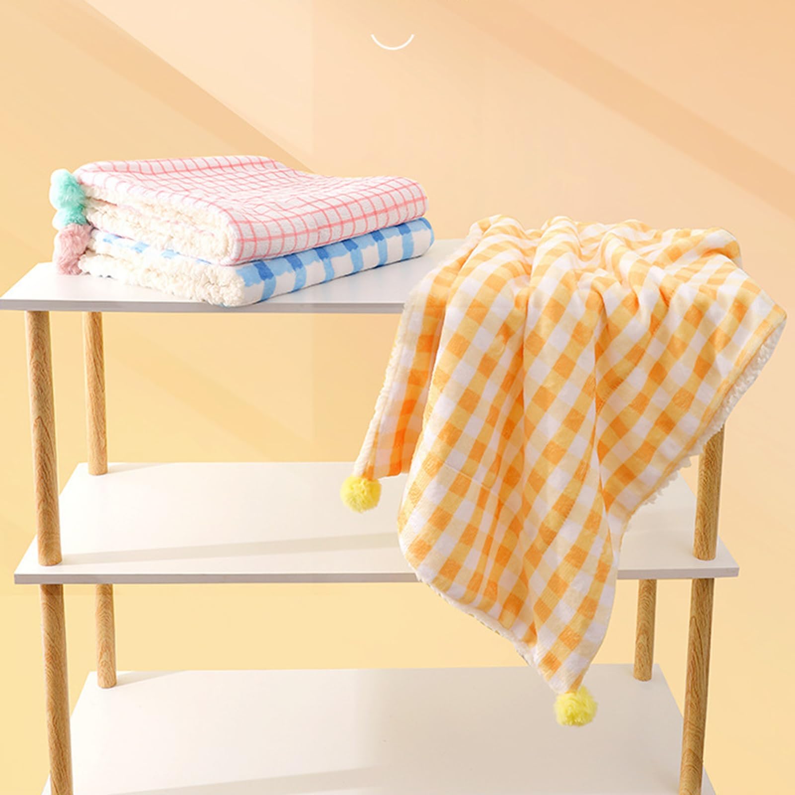 Little Pillow for Cats Puppies Ultra Soft Fluffy Pet Calming Toy Half Donut Cuddler for Joint Relief Sleeping Improve Machine Washable Blanket Set-Yellow