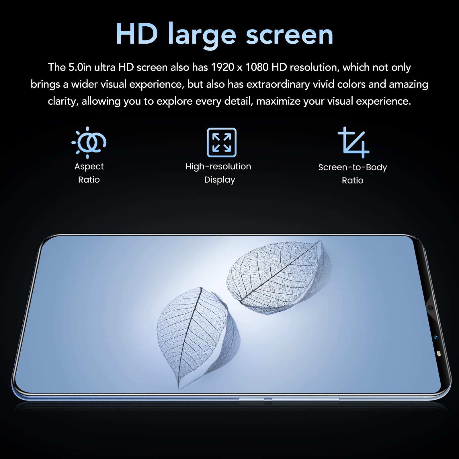 GOWENIC 5in Cellphone for Android11 2.4G 5G WiFi 5MP Front 8MP Rear Camera 4800mAh MT6580 8 Core 2GB RAM 16GB ROM 100‑240V Black Smartphone