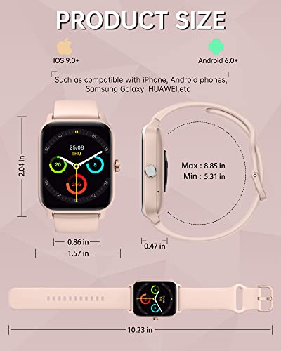 Smart Watch for Women (Answer/Make Call), 1.8" Touch Screen Activity Trackers for Android iPhone Compatible with Alexa Built in, Fitness Heart Rate Blood Oxygen Sleep Monitor, IP68 Waterproof