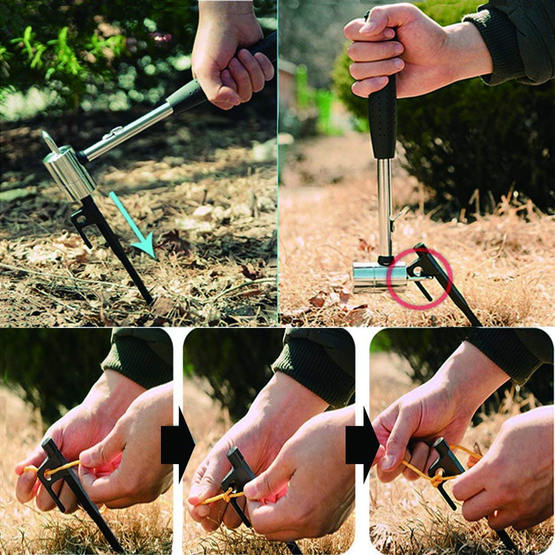 CLSstar - Black Forged Steel Burly Heavy Duty High Strength Steel Camping Tent Pegs Stake for Outdoor 8 Pack