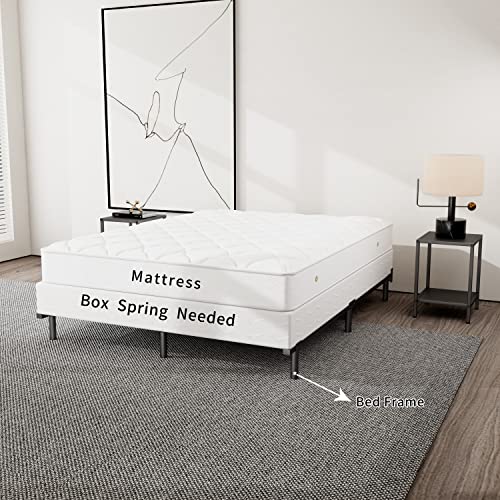NEW JETO Metal Bed Frame - Sturdy Platform Bed Frame Heavy Duty Non-Slip Bed Frame Black Queen Bed Frame 9 Leg Support Easy to Assemble，Suitable for Without Taking Up Space and Easy to Move