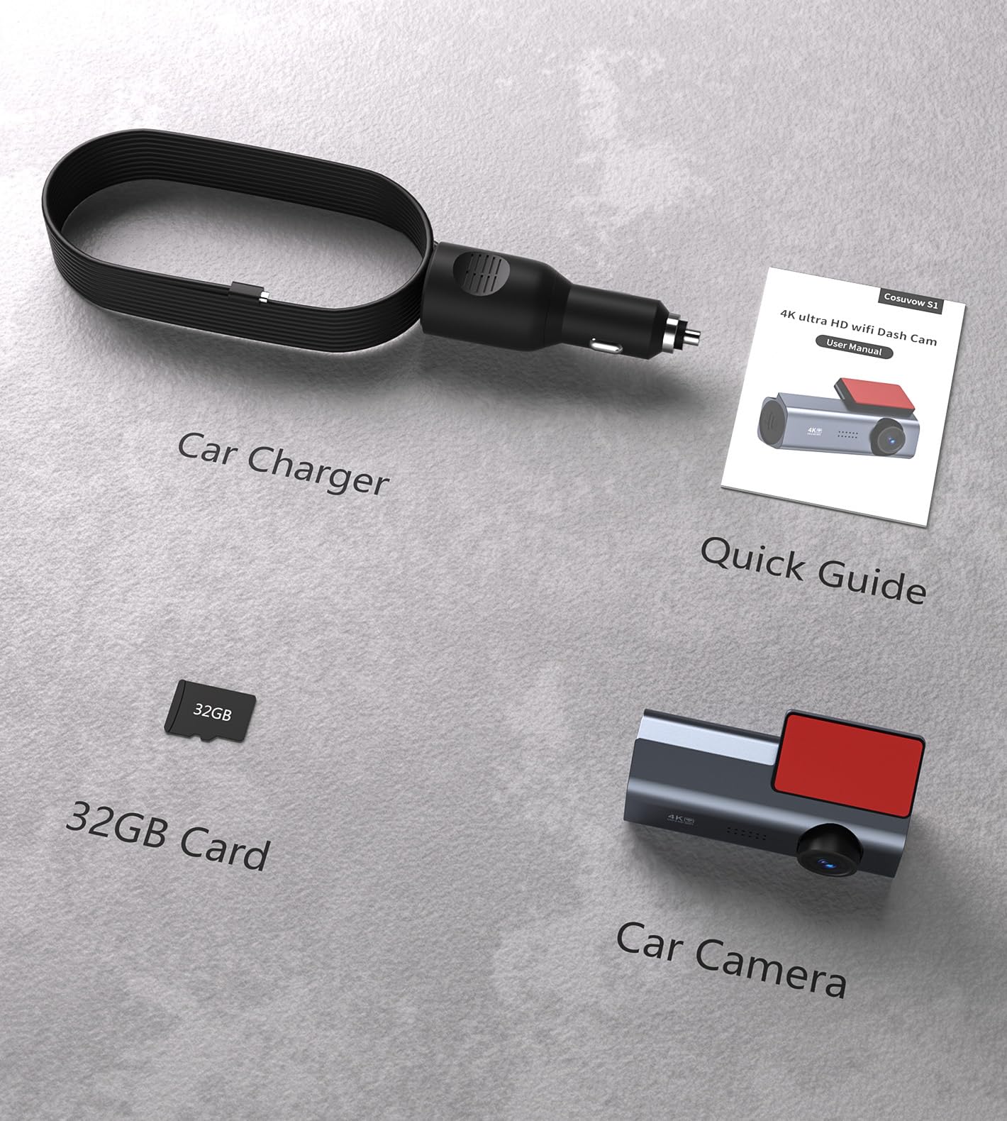 Cosuvow Dash Cam 4K Front Dash Camera for Cars 2160P WiFi Dashcam with APP Wireless Car Camera 24 Hours Parking Mode WDR Free 32G Card G-Sensor Loop Recording
