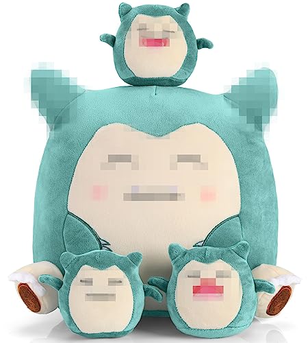 Reinbow 10inch Stuffed Animal with 3 Baby Plush Toys Plushies in her Tummy, Anime Plushies Throw Pillow for Boys Girls Fans, Birthday Gifts, Sofa Decor