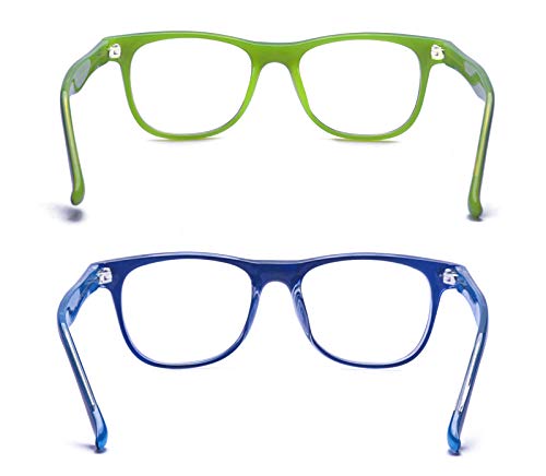 Outray 2 Pack Kids Computer Blue Light Blocking Glasses for Boys and Gilrs Age 3-12 Anti Eyestrain (Set Green+Blue, 46)