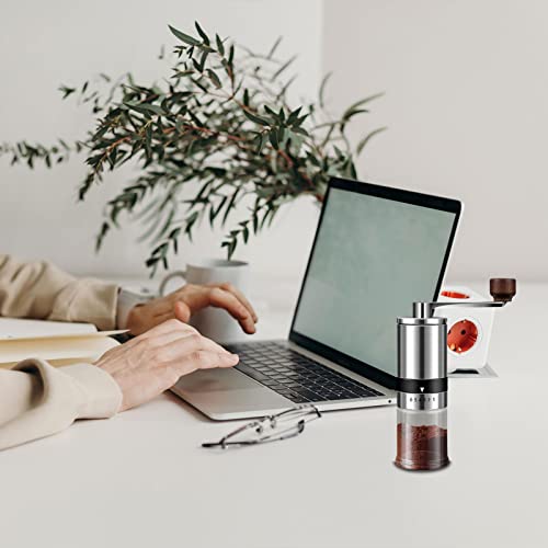 Manual Coffee Grinder, Stainless Steel Burr Coffee Grinder, Portable Coffee Bean Mill with Adjustable Settings and Bearing Hand, Ceramic Core Coffee Bean Grinder for Home Traveling Hiking or Camping