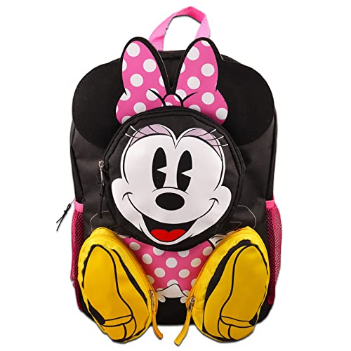 Minnie Mouse Backpack for Girls 4-6 Set - Bundle with 16” Minnie Backpack, Water Bottle, Stickers, More | Disney Minnie Mouse School Backpack for Girls