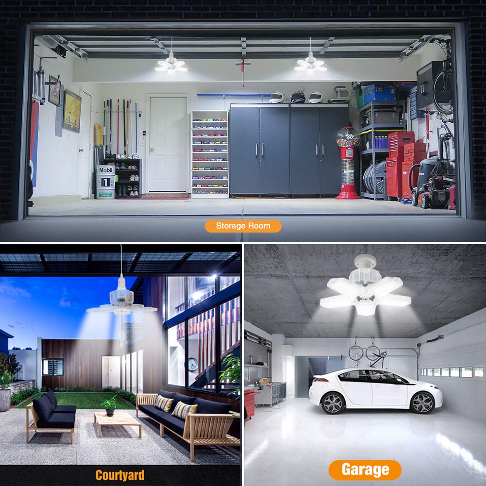 Donzake 100W LED Garage Lights,2 Pack 10000Lumens CRI 80 6000K Adjustable Trilights Garage Ceiling Light , LED Shop Light for Garage , Workshop