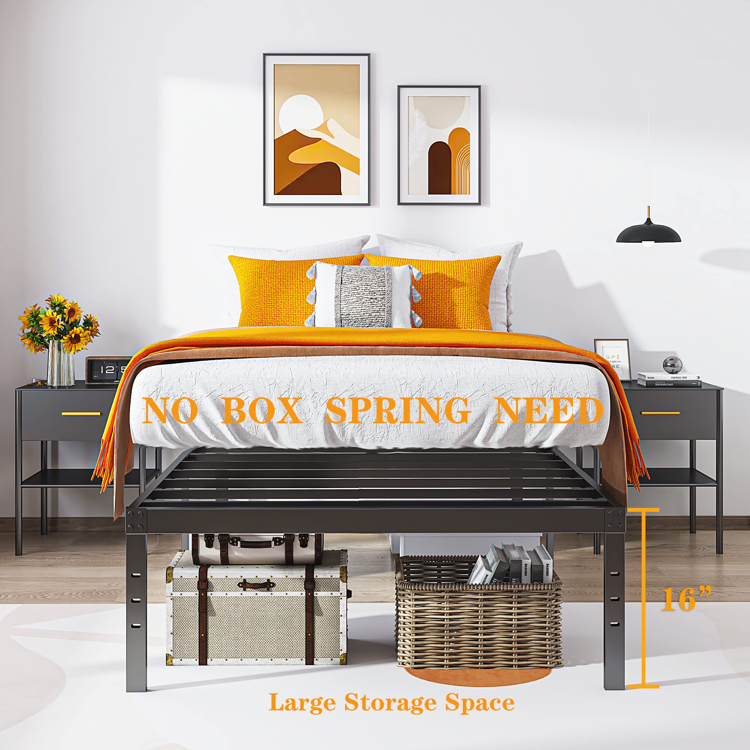 COMASACH Twin Bed Frame Heavy Duty,18" Black Metal Platform Bed Frame,Sturdy Steel Frame,Support up to 3500lbs,No Box Spring Needed,Noise-Free,Easy Assembly