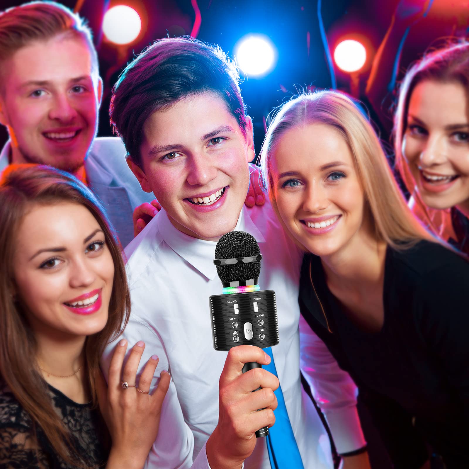 FISHOAKY Karaoke Microphone for Kids, 3 in 1 Portable Wireless Microphone Speaker Music Singing Voice Recording Karaoke Machine with Android/iOS for Home KTV Player Outdoor