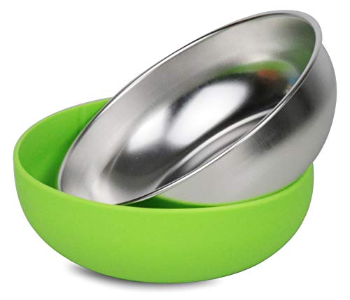 WeeMoose Premium 304 Stainless Steel Baby Bowls with Removable Silicone Shell | Set of 4 Bowls | Toddler Food Bowls Snack Container