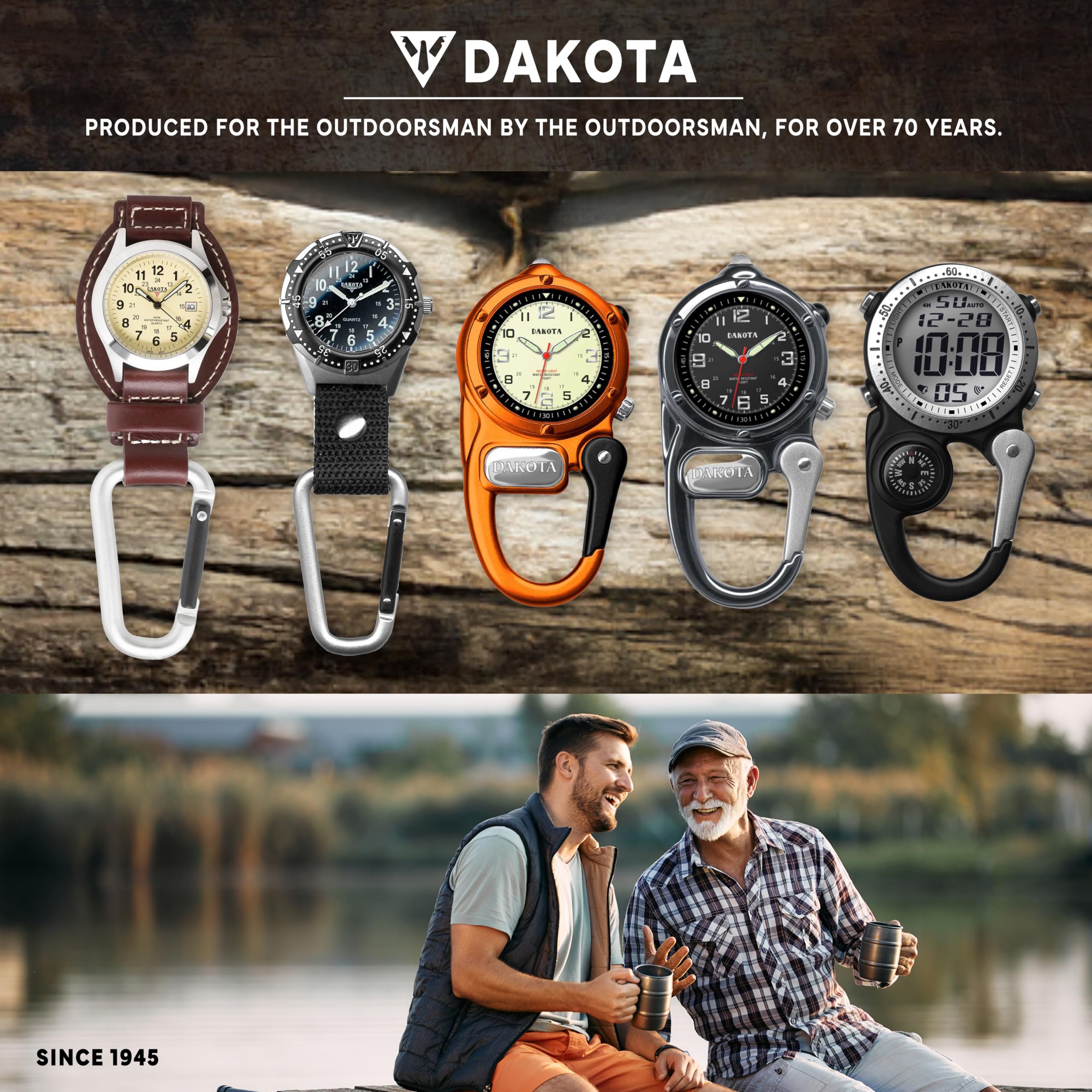 Dakota Digital Backpacker Clip Watch, Alarm, Stopwatch, Timer and Dual Time, Outdoor Gifts for Men and Women, Tactical Digital Watch