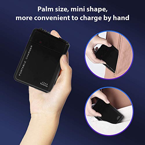 Success4Sport Portable AA Battery Travel Charger Works for GoPro Hero6 and Emergency Re-Charger with LED Light! (Takes 4 AA Batteries,USB-C) [Black]