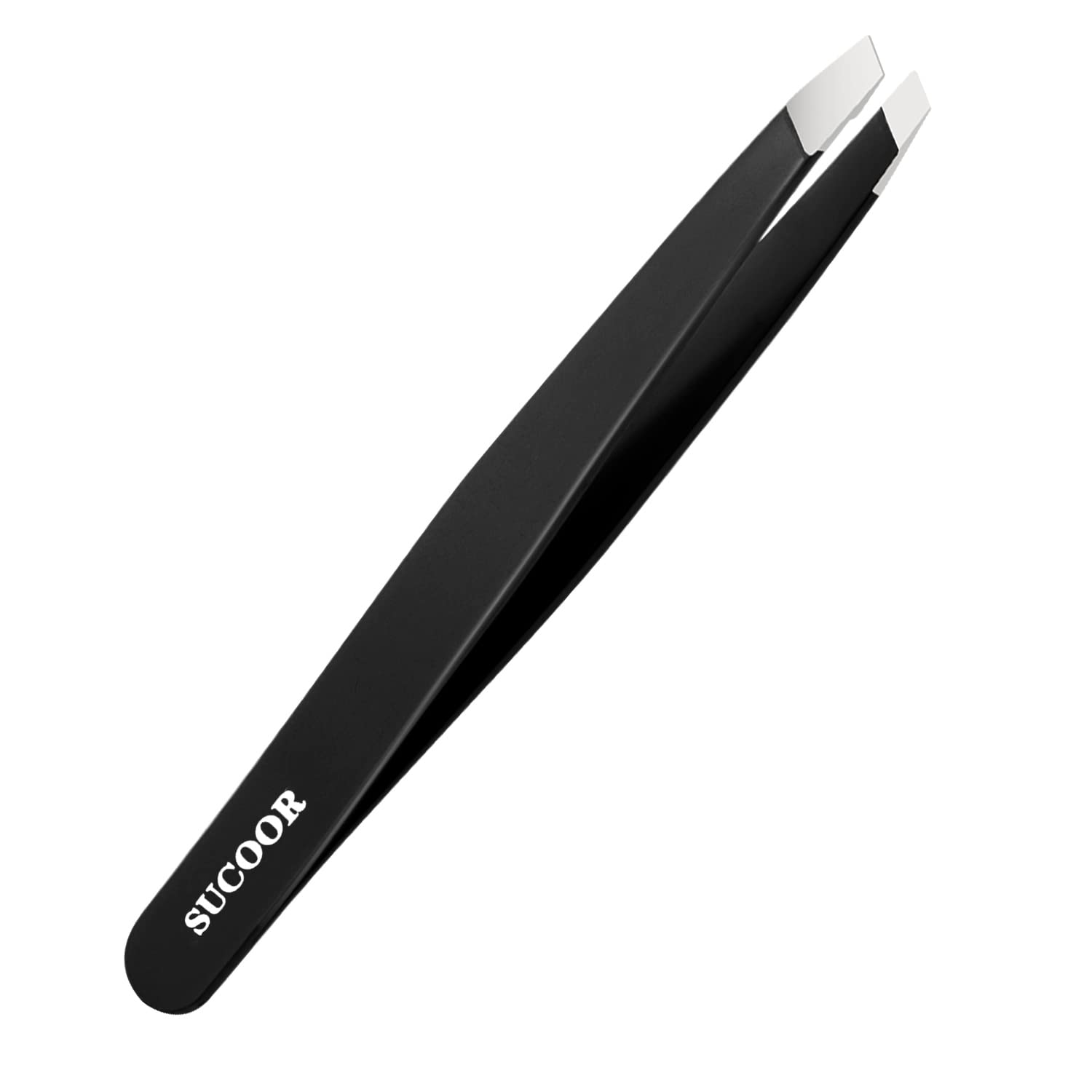 SUCOOR professional stainless steel inclined tweezers, suitable for men and women, high precision, professional removal of ingrown hairs, plucking, hair removal, easy to carry outer packaging(1Pack).