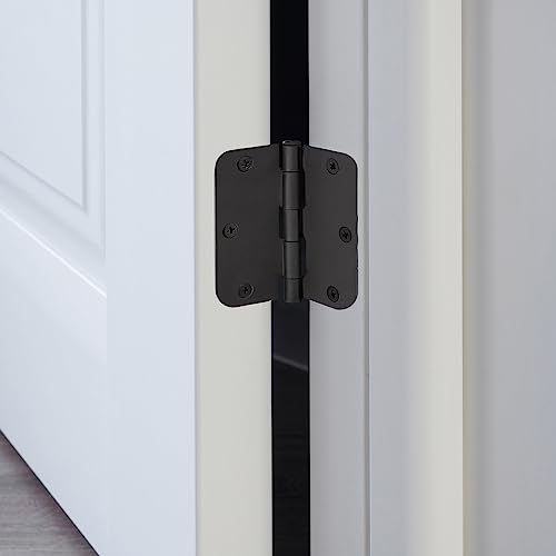 Door Hinges for Interior Doors 3-Pack 3-1/2-inch x 3-1/2-inch, Design House 5/8-inch Radius Steel Door Hinge Door Hardware, Matte Black, 188904