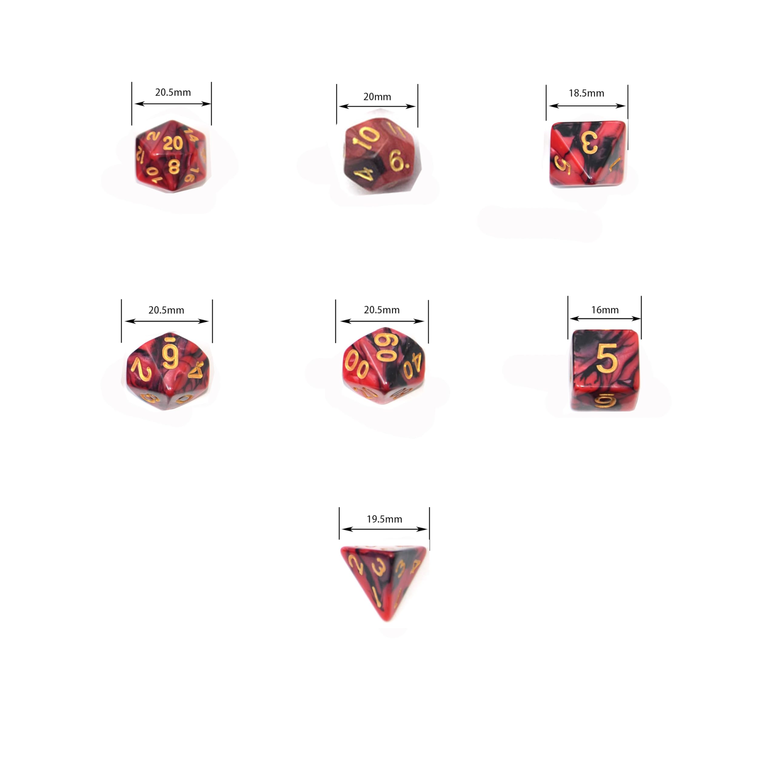 SmartDealsPro 5 x 7-Die Double-Colors Polyhedral Dice Sets with Pouches for D&D DND RPG MTG Dungeon and Dragons Table Board Roll Playing Games D4 D6 D8 D10 D% D12 D20