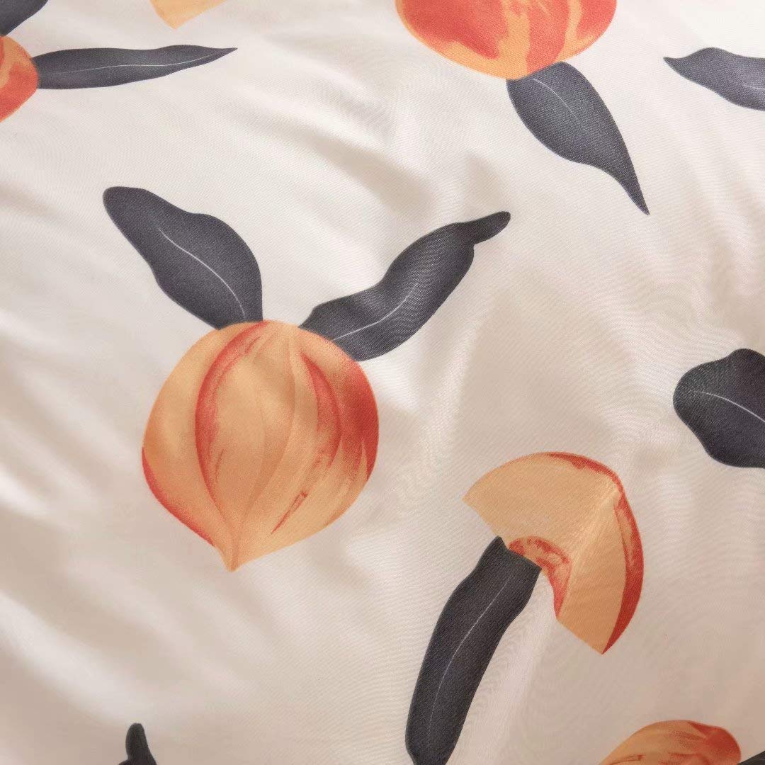 Peach Bedding Cute King Duvet Cover Set Soft Striped Duvet Cover with 1 Duvet Cover and 2 Pillowcases(Peach King)