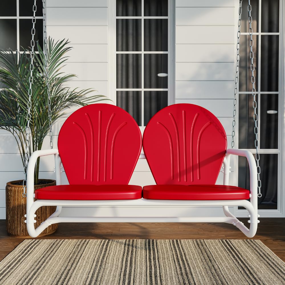 Live Casual Retro Metal Porch Swing (Red)