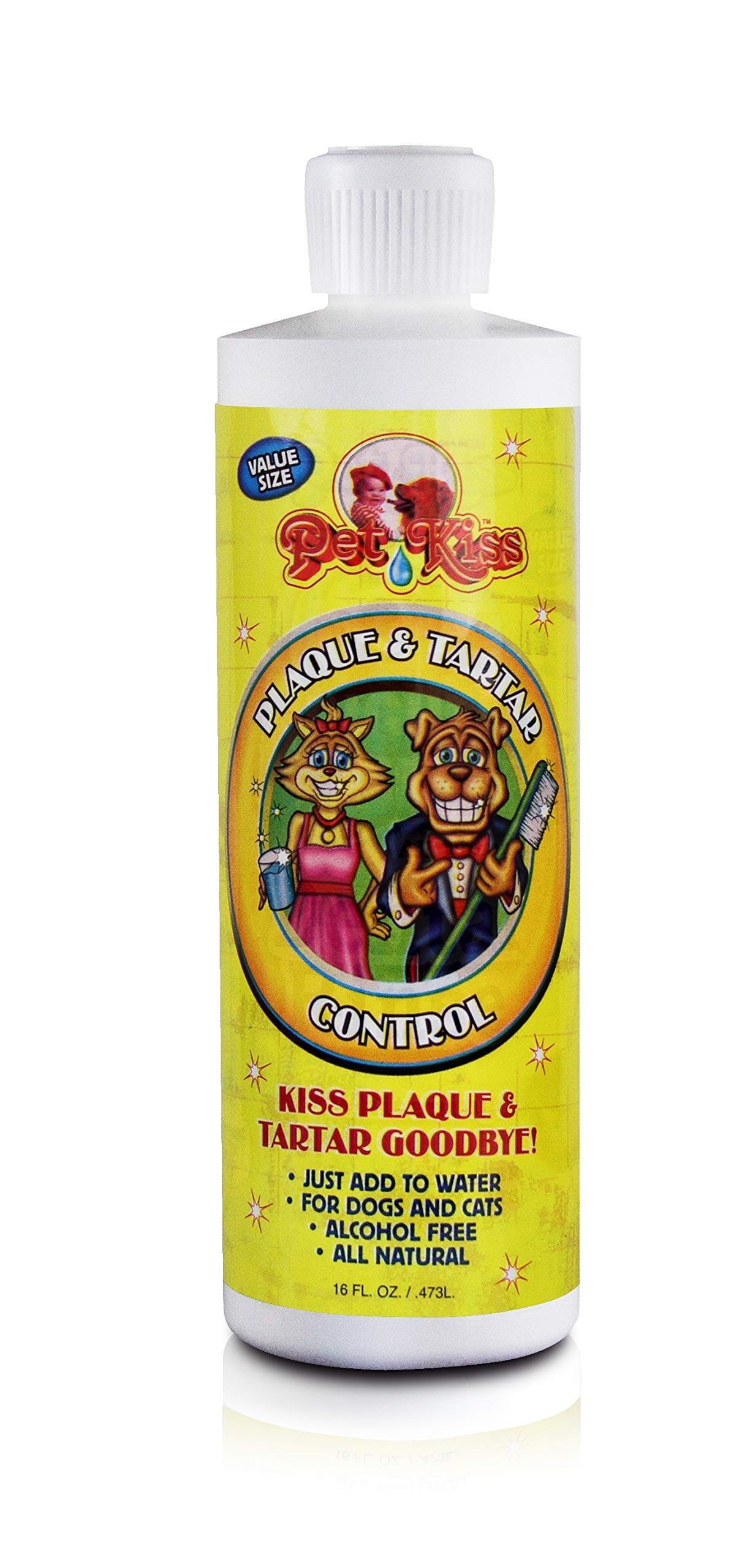 Pet Kiss Plaque and Tartar Water Additive Oral Care for Pets, 8-Ounce