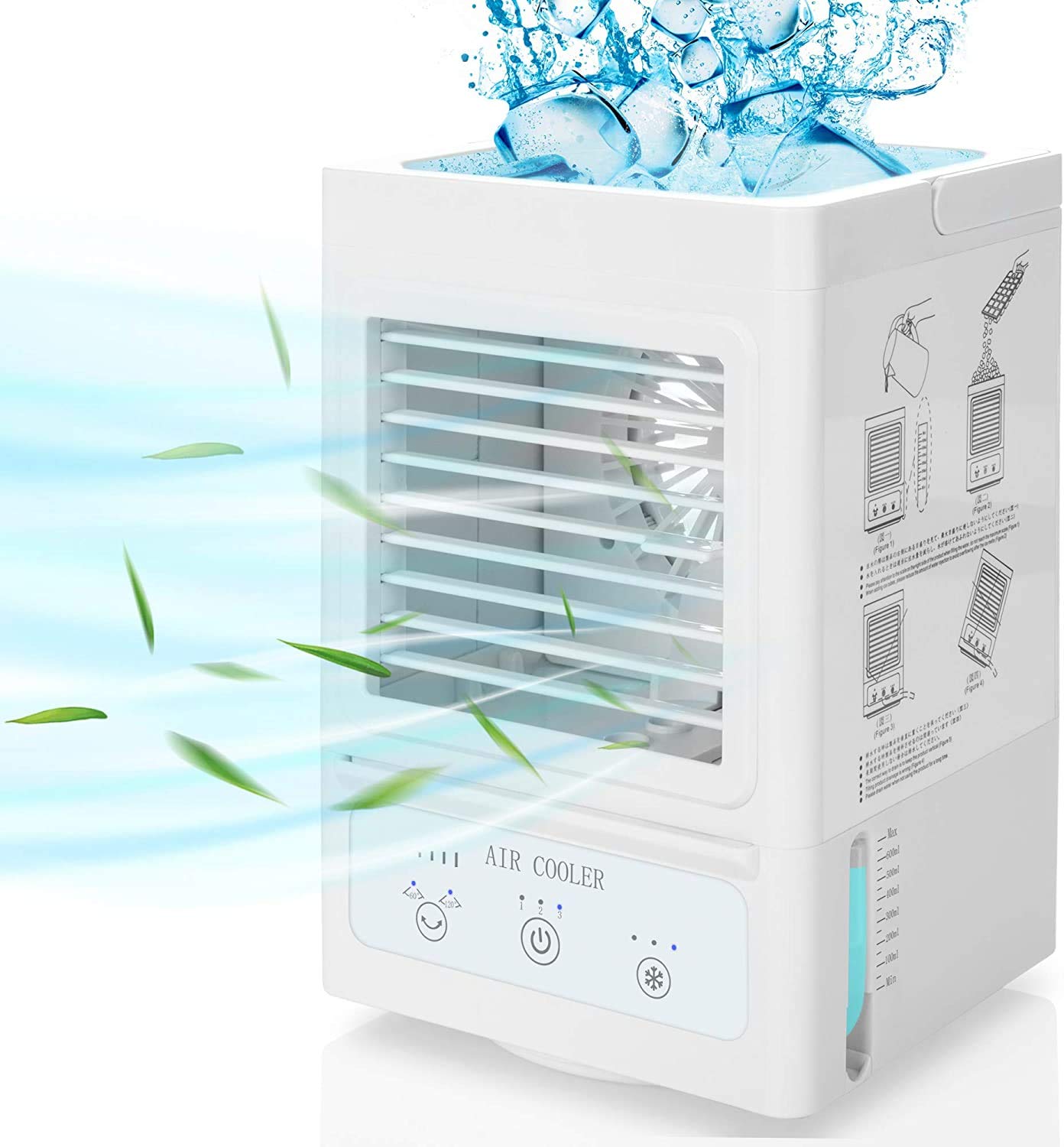 Evaporative Air Cooler 5000mAh Battery Operated Personal Portable Air Conditioner for Room Office Table Outdoor-700ML Water Tank Auto Oscillation