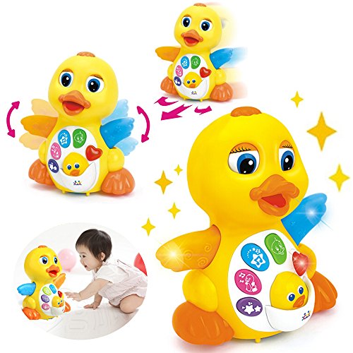 Woby Musical Duck Toy, Baby Preschool Educational Learning Toy with Music and Lights,Infant Light Up Dancing for 1 Year Old Toddler