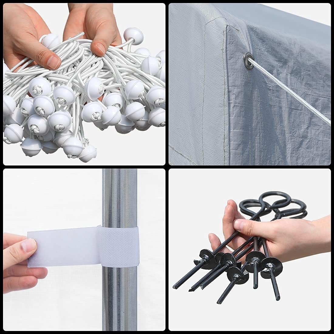 PEAKTOP OUTDOOR 10'x20' Heavy Duty Carport, Portable Car Canopy, Garage Tent, Boat Shelter with Reinforced Triangular Beams, Silver Grey