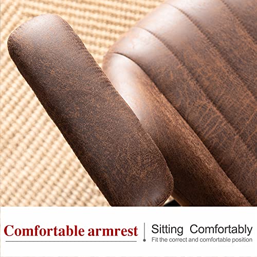 ovios Ergonomic Office Chair Modern Computer Desk Chair Suede Fabric Desk Chair with Armrests for Executive or Home Office (Dark Brown)