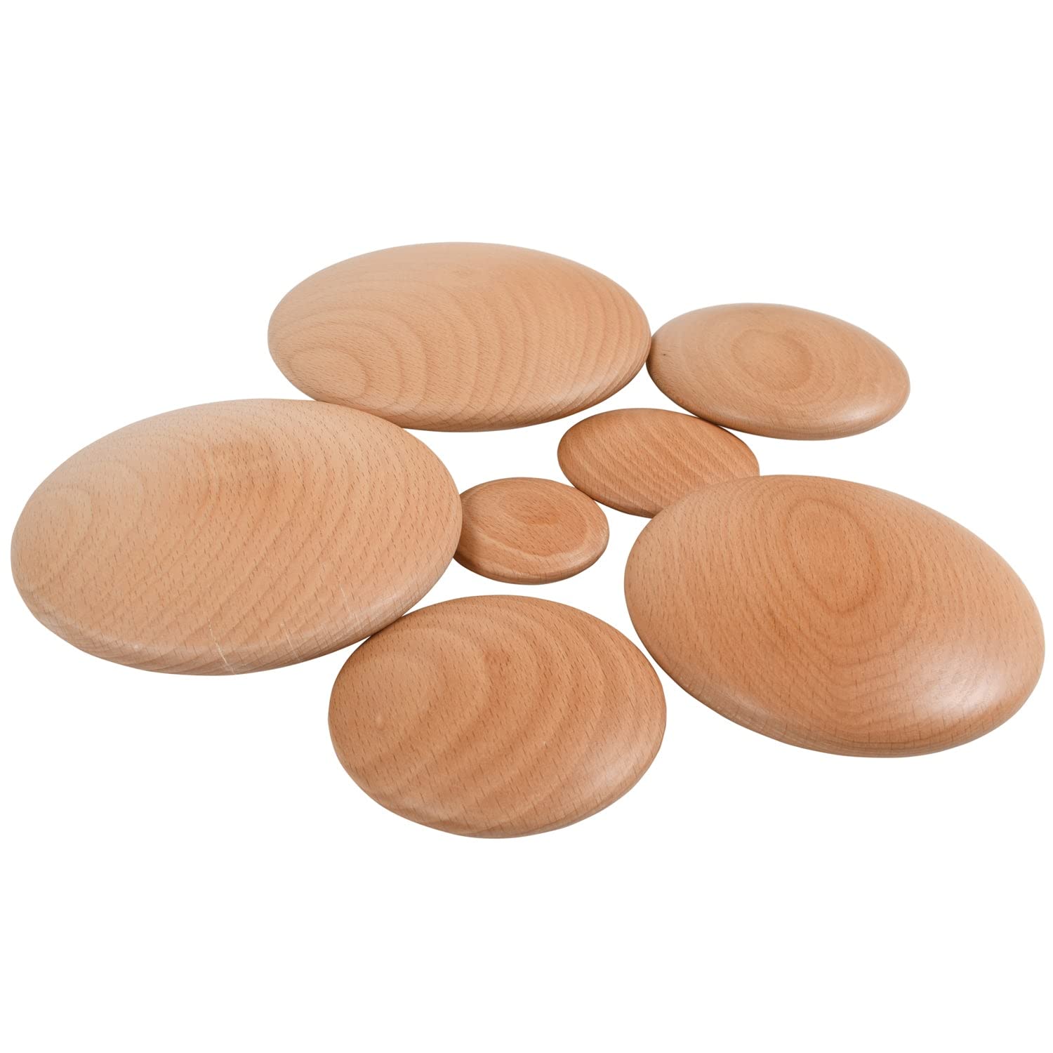 TickiT Natural Buttons - Set of 7 - Wooden Stacking Stones for Babies and Toddlers Aged 0+ - Natural Toy for Early Development and Open-Ended Play