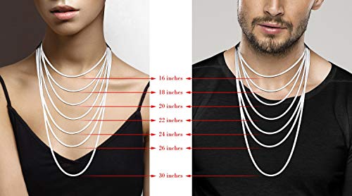 Miabella 925 Sterling Silver Italian Solid 3.5mm Flexible Flat Herringbone Chain Necklace for Women Men, Made in Italy (Length 18 Inches (Small))