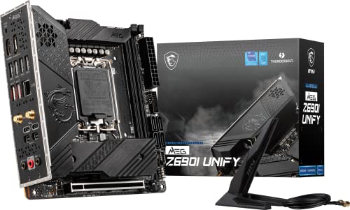 MSI MEG Z690I Unify Gaming Motherboard (Mini ITX, 12th Gen Intel Core, LGA 1700 Socket, DDR5, PCIe 5, 2.5G LAN, M.2 Slots, Wi-Fi 6E)