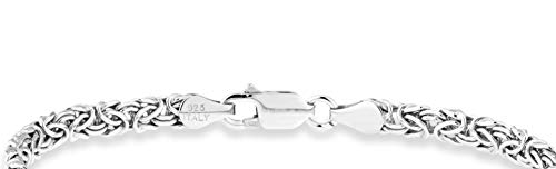 Miabella Italian 925 Sterling Silver 4mm Flat Byzantine Link Chain Bracelet for Women Teens, 925 Made in Italy (Length 7 Inches (Small))