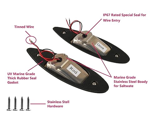 Marine Boat Navigation Lights, LED Bow Light, Boat Navigation Lights Red and Green, Vertical Mount Sidelight, 12 V, 2NM