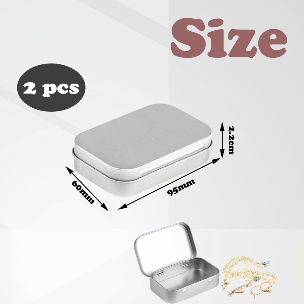 Lizusidtsy 2 PCS Small Storage Box with Lid Rectangular Small Tin Boxes Metal Box with Lid Small Tin Box for Home Storage Easy Install Easy to Use Silver